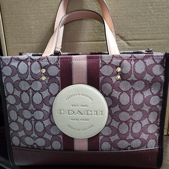 Coach | Bags | Coach Dempsey Tote 3 In Signature Jacquard Wine Multi ...